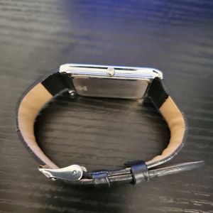 Seiko | Accessories | New Old Stock Rare Vintage Seiko Slim Tank Quartz Mens Leather Wrist Watch ...